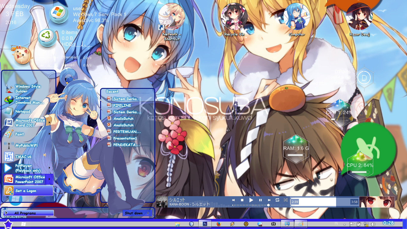 Konosuba (Kono Subarashii Sekai ni Shukufuku wo!) Theme WIN 7