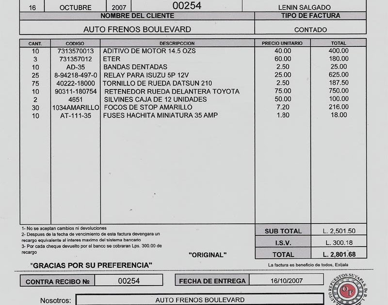 estudiantes como cientificos: FACTURA