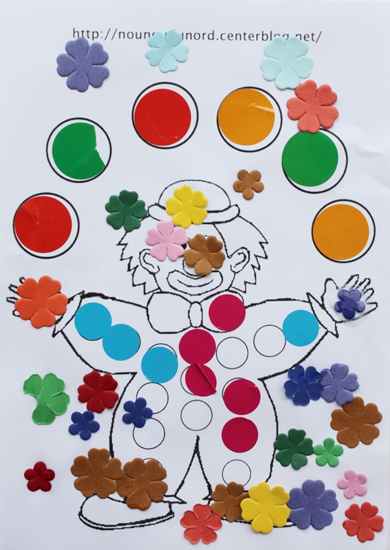 Le Journal de Nounou Sophie: Clown gommettes et fleurs