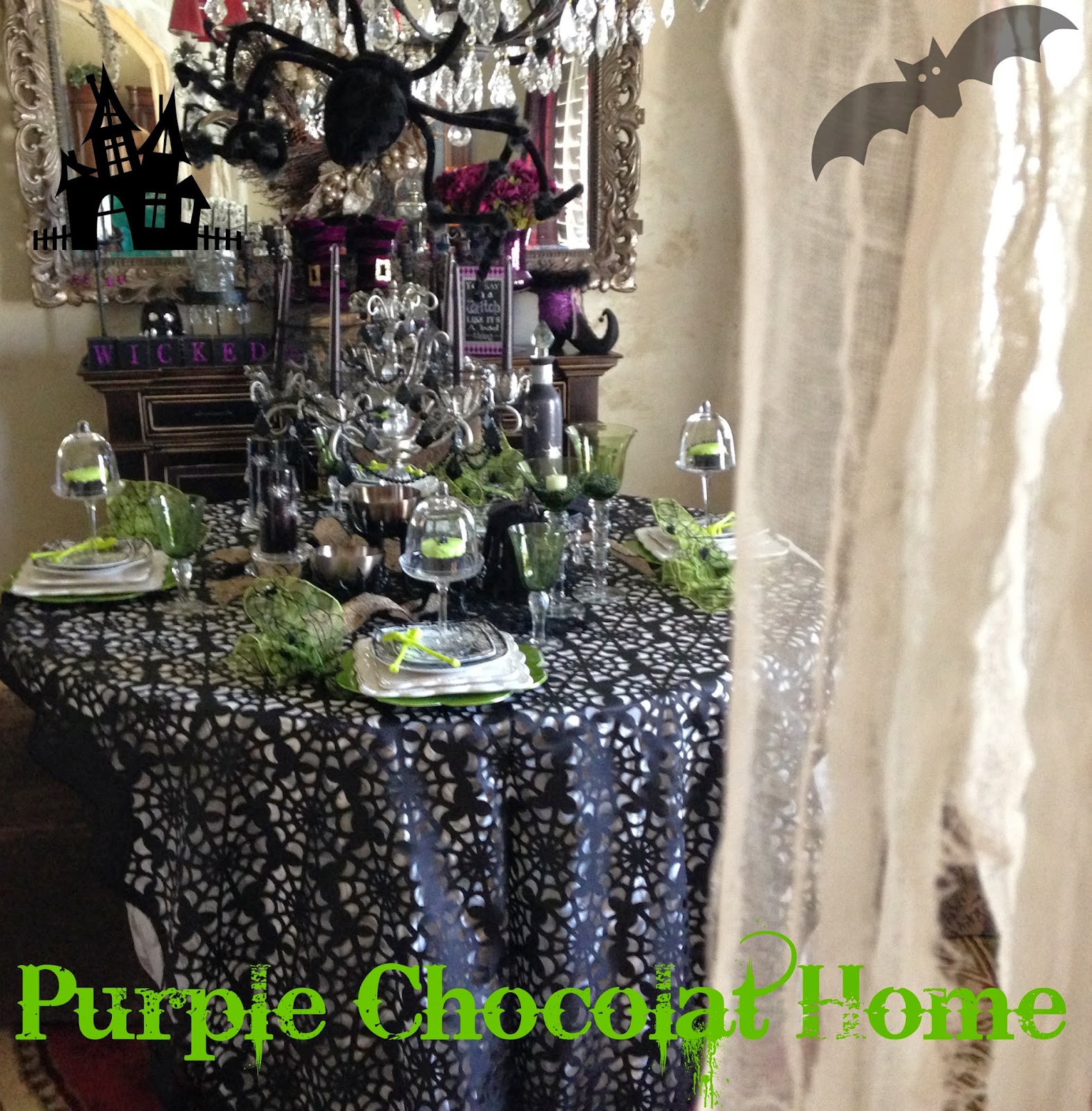 Spiders Under Glass Table - Purple Chocolat Home