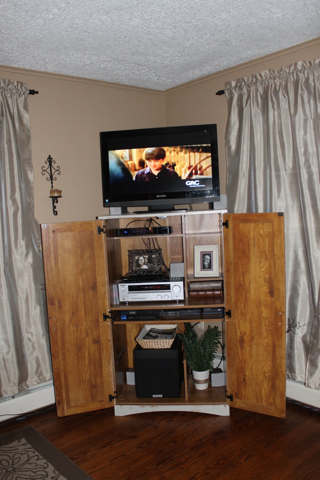 Design with Pennies: Computer Armoire turned AWESOME TV Stand