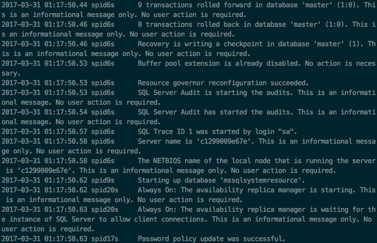 adalf的小技巧: [Docker]測試Microsoft SQL Server vNext