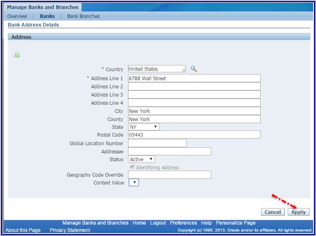 Oracle Applications: Oracle R12 Bank, Branch, Bank Account and Payment ...