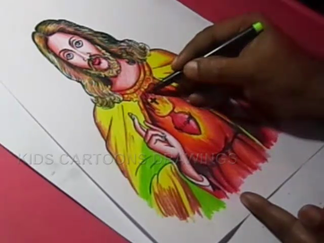 KIDS CARTOON DRAWINGS: How to Draw Lord Jesus Christ Color Drawing