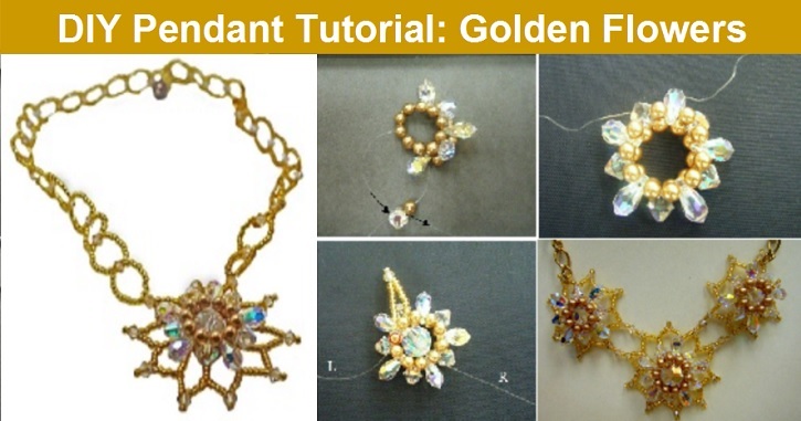 Online Jewelry Making Newsletter: DIY Pendant Tutorial: Golden Flowers