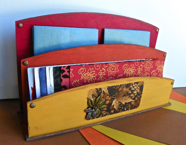 Painted wood file tray