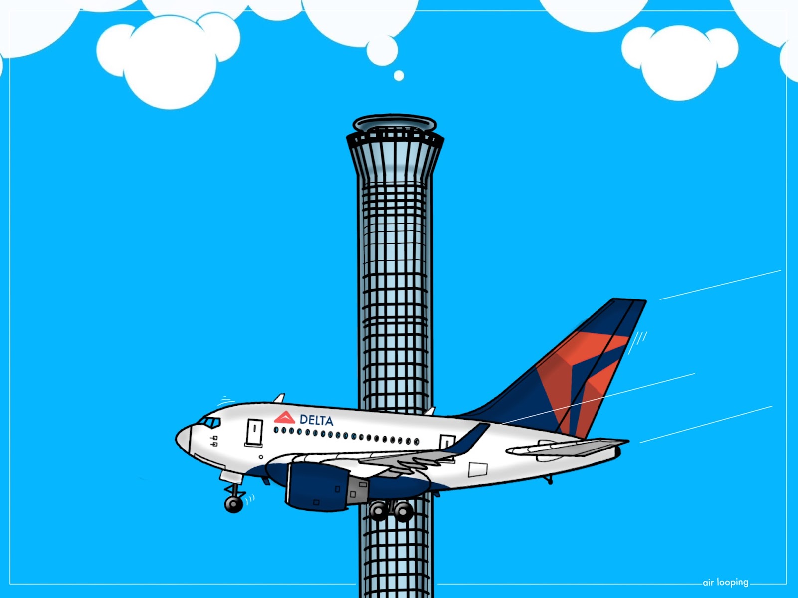 air looping: B767 - Delta - CDG - Dessin / Dibujo
