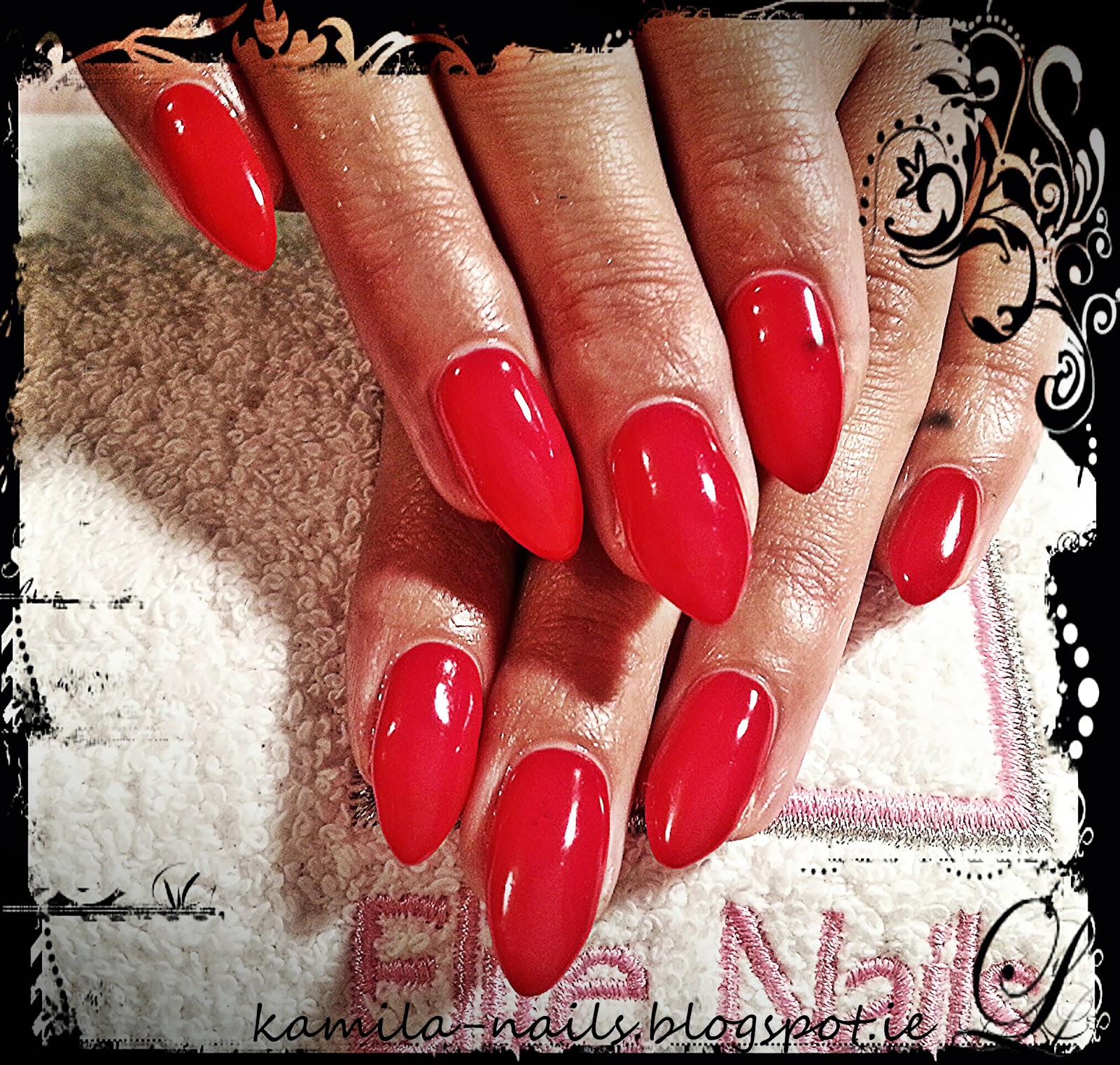 kamila-nails: Juicy Red Gel Nails :)