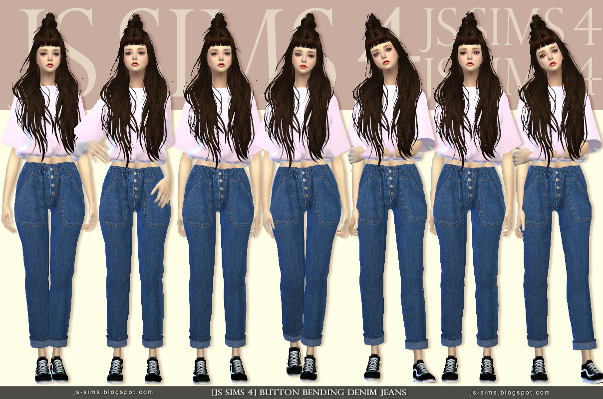 [JS SIMS 4] Button Bending Denim Jeans－JS SIMS｜痞客邦