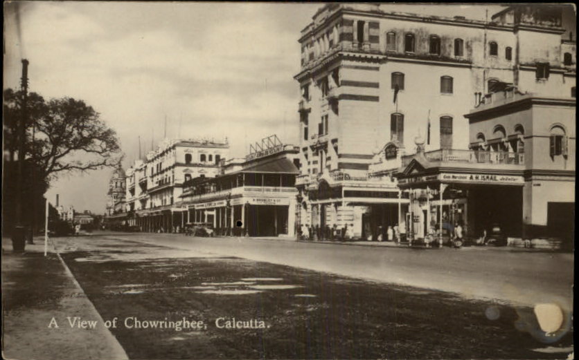 Chowringhee Street Scene - Calcutta (Kolkata) c1910 - Old Indian Photos