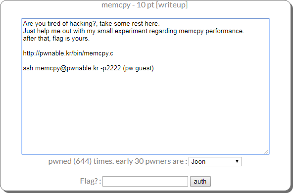 pwnable.kr memcpy solution - Cybersecurity Guide