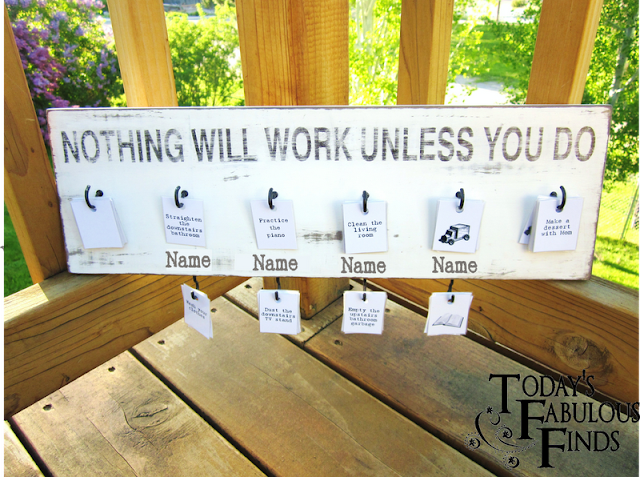 Today's Fabulous Finds: Job Board with Stenciled Quote