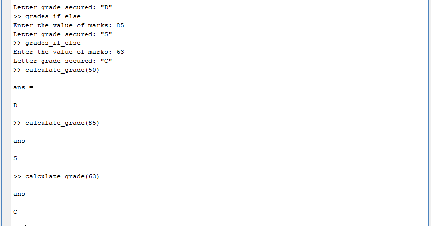 Allot a grade for quiz using Matlab