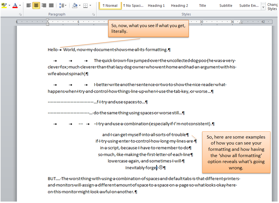 My Creative Stream: Microsoft Word script formatting