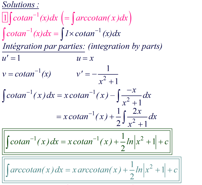 Integration of inverse trigo function.Part 2..Primitives des fonctions ...