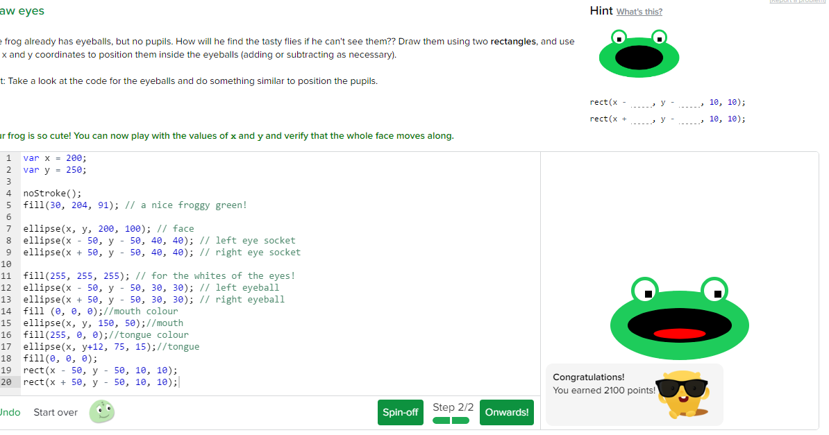 NickPioIT10: 05 Funky Frog - JavaScript - Khan Academy