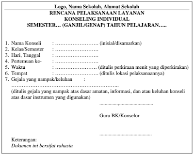 Contoh Format RPL Konseling Individual BK SD/MI 2017 Resmi Kemdikbud ...