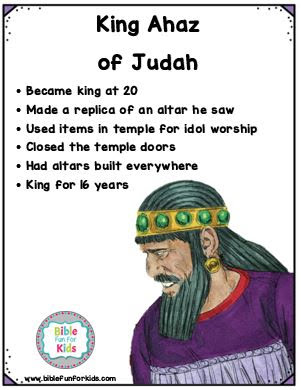 12. Kings: 12. Ahaz 13. Hezekiah | Bible Fun For Kids