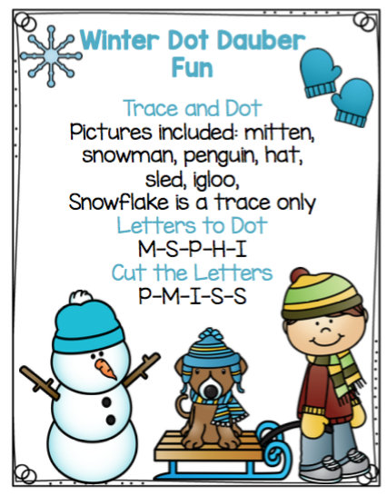 Winter Dot Dauber Fun "No Prep" ~ Preschool Printables