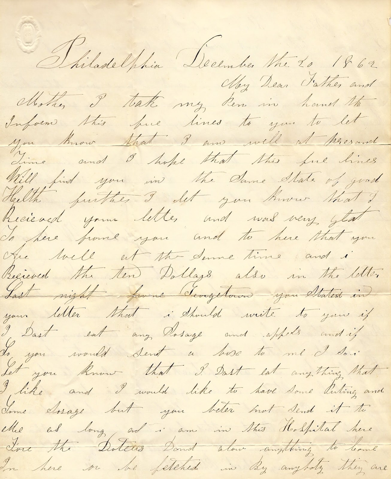 Civil War Letters of John W. Derr: Letter #30 -- Philadelphia, Pa ...