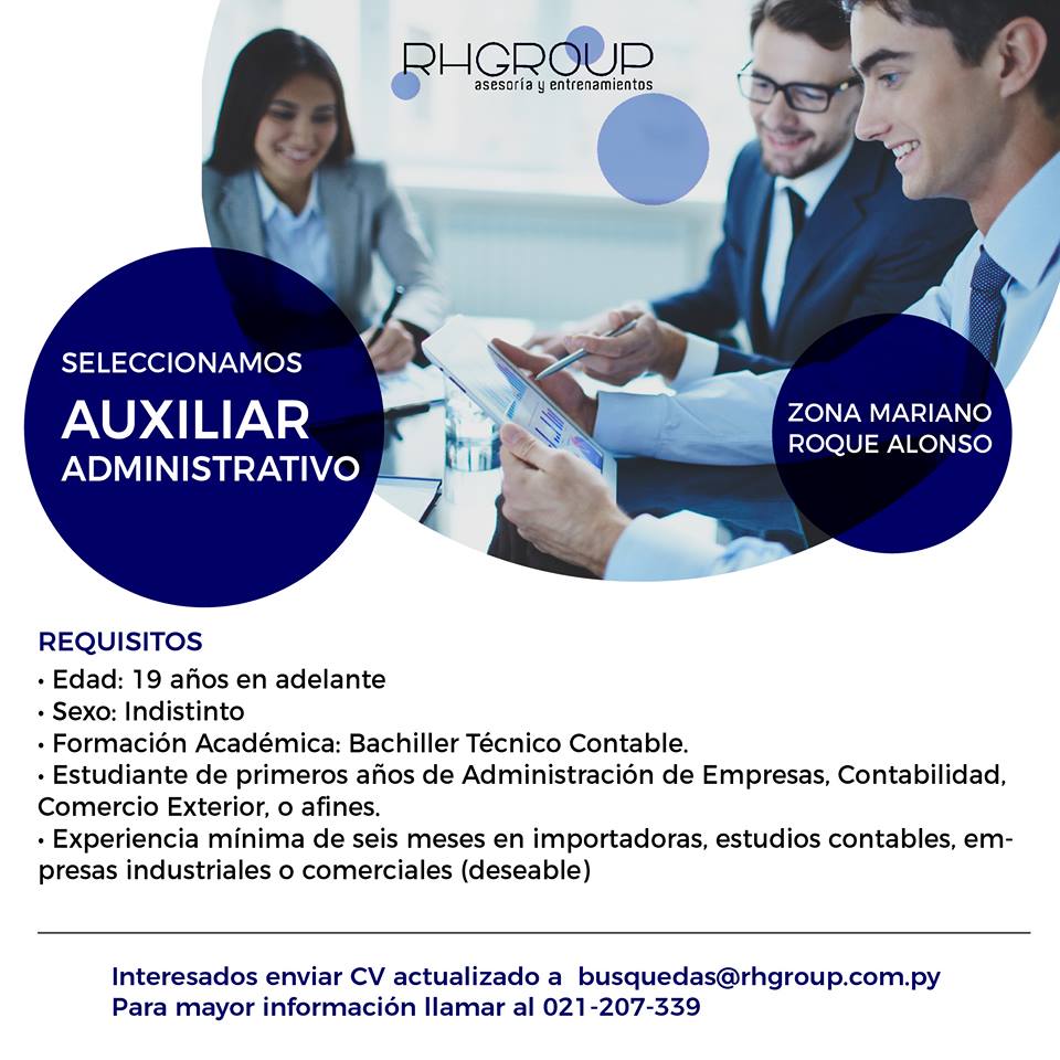 SE NECESITA AUXILIAR ADMINISTRATIVO | BOLSA DE TRABAJO PARAGUAY EMPLEOS