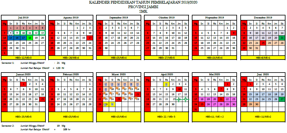 Download Kalender Pendidikan Tahun Pelajaran 2019/2020 jenjang SMK ...