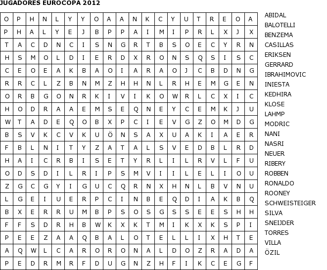 Sopa de letras del mundial de futbol 2014 - Imagui