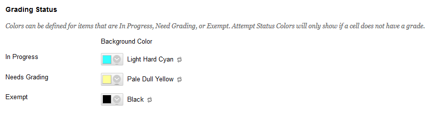 Color Coding in Blackboard Grade Center