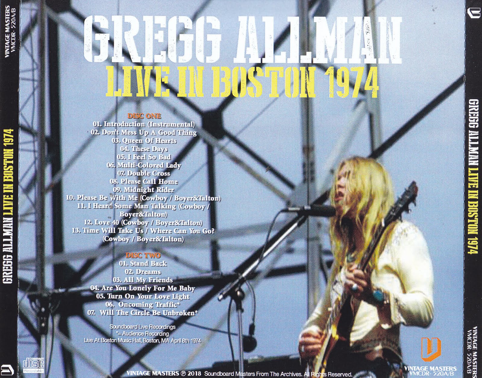T.U.B.E.: Gregg Allman Band - 1974-04-08 - Boston, MA (SBD/FLAC)