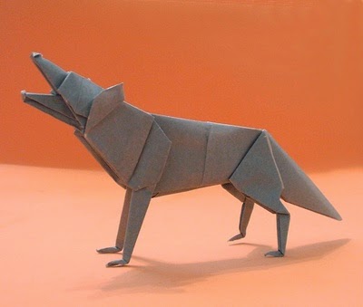fold paper wolf ~ art and craft projects easy