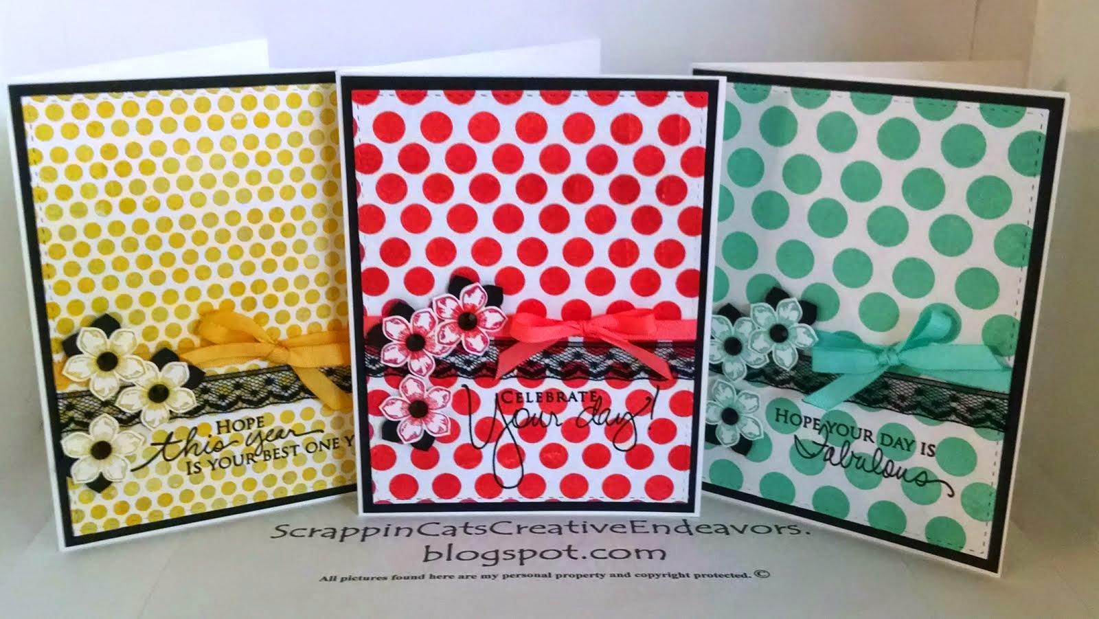 Welcome to Scrappin' Cat's Creative Endeavors: Polka dot birthday cards