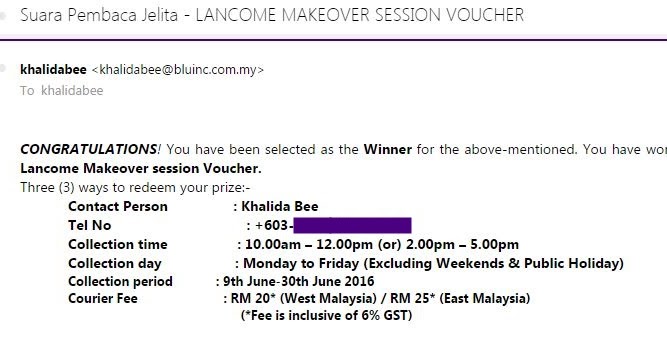 shidasyakirin: Lancome Makeover Session Voucher