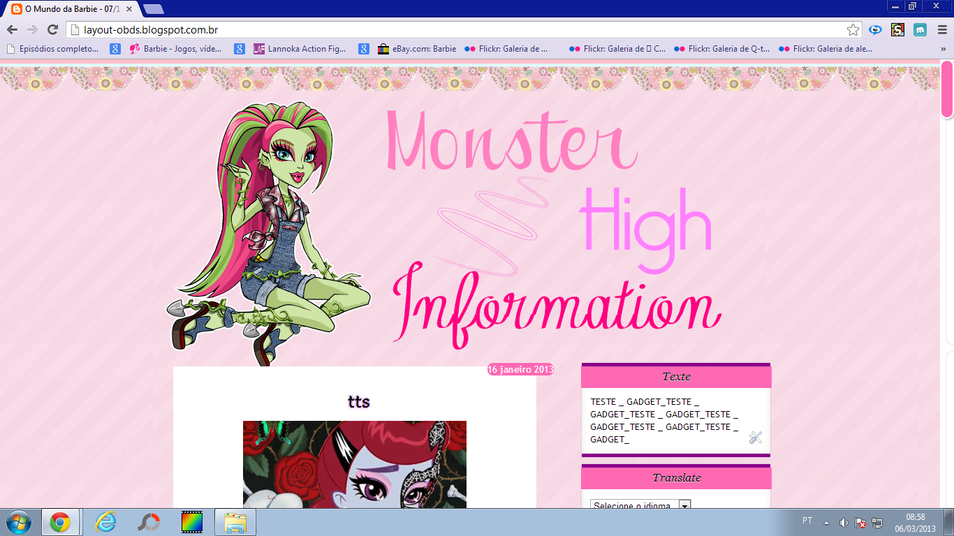 Mágico Mundo de Encomendas: Layout - Monster High Information