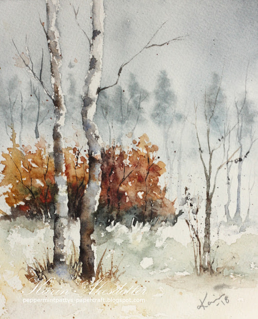 Peppermint Patty's Papercraft: Sunday Watercolors: Birch trees in winter