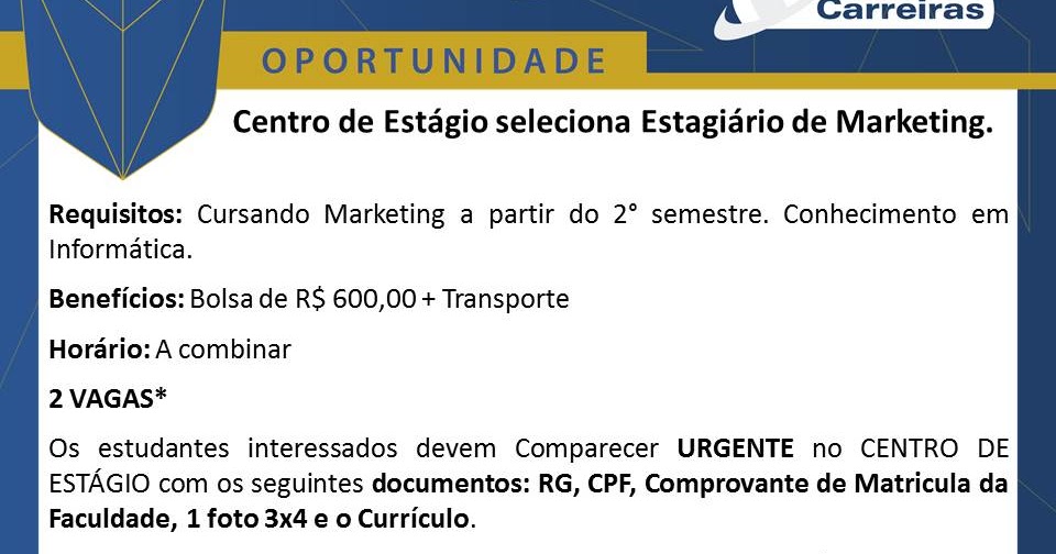 Fanor Carreiras: ESTAGIÁRIO DE MARKETING