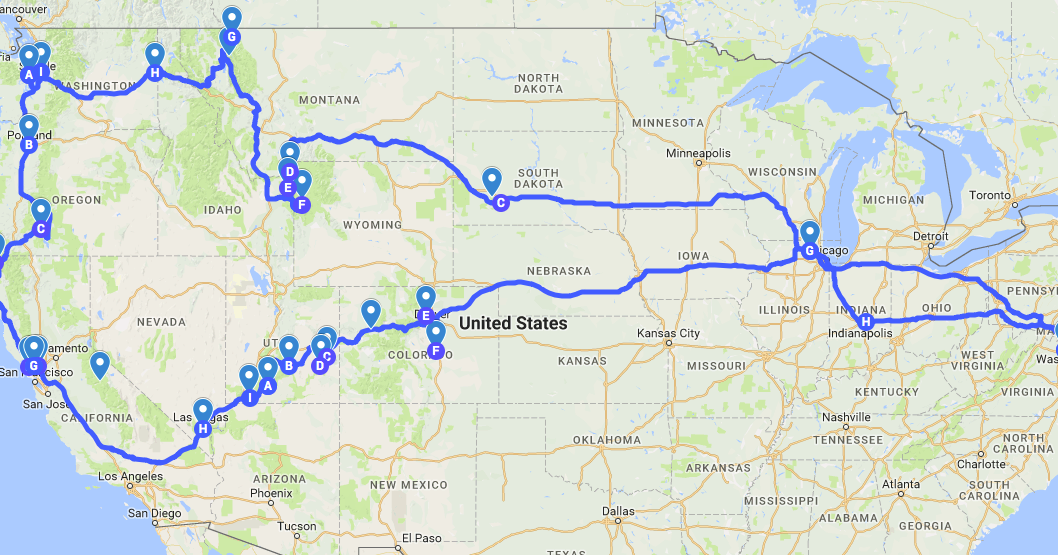 Cross Country Road Trip By The Numbers