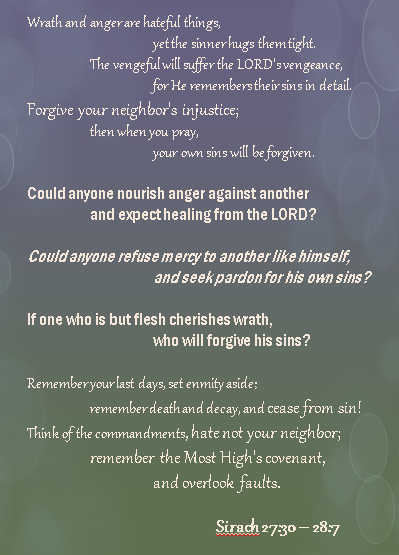 Scripted Notions: Sirach 27:30 - 28-7