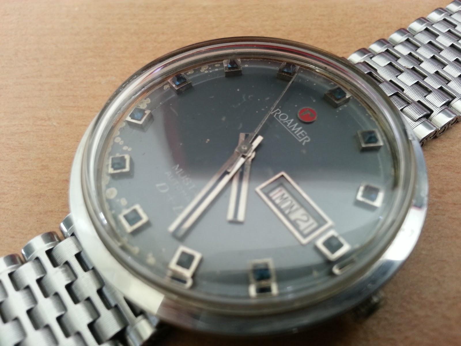 Pesona Jam: Vintage 1970's Roamer Mustang D+D with 12 blue stone