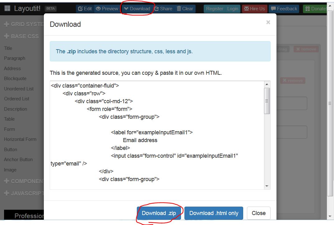 雨冰NOTE: LayoutIt! 視覺化Bootstrap 線上編輯器