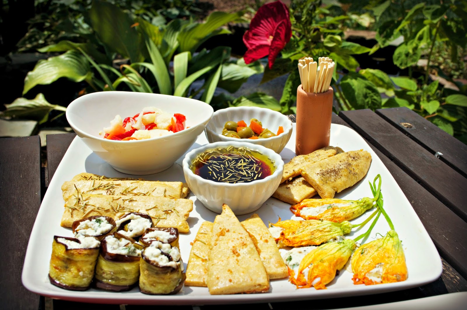 Garden Vegetable Antipasto Platter Part 1 Stuffed Squash Blossoms