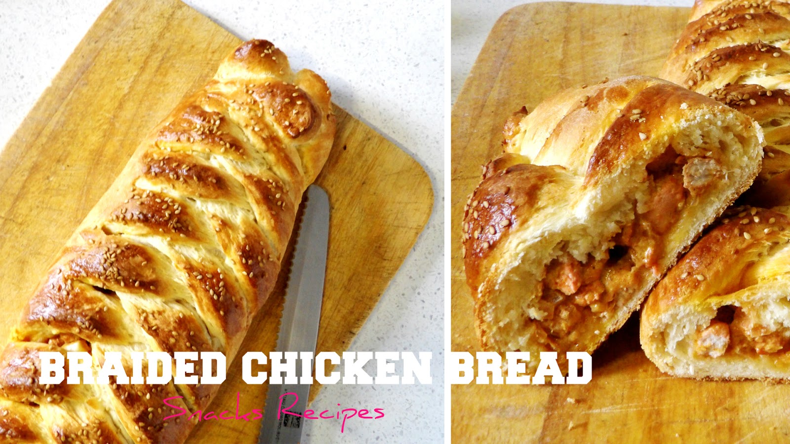 Chicken Bread | Braided Tandoori Chicken Bread | Hungry for Goodies