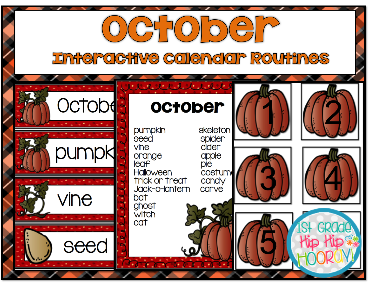 1st Grade Hip Hip Hooray!: October Interactive Calendar Routines