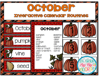 1st Grade Hip Hip Hooray!: October Interactive Calendar Routines