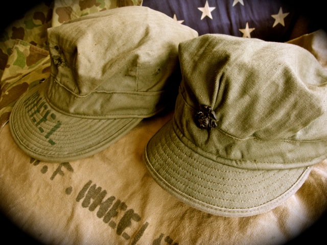 RIVETED: WW2 USMC HBT UTILITY COVER....bonus post