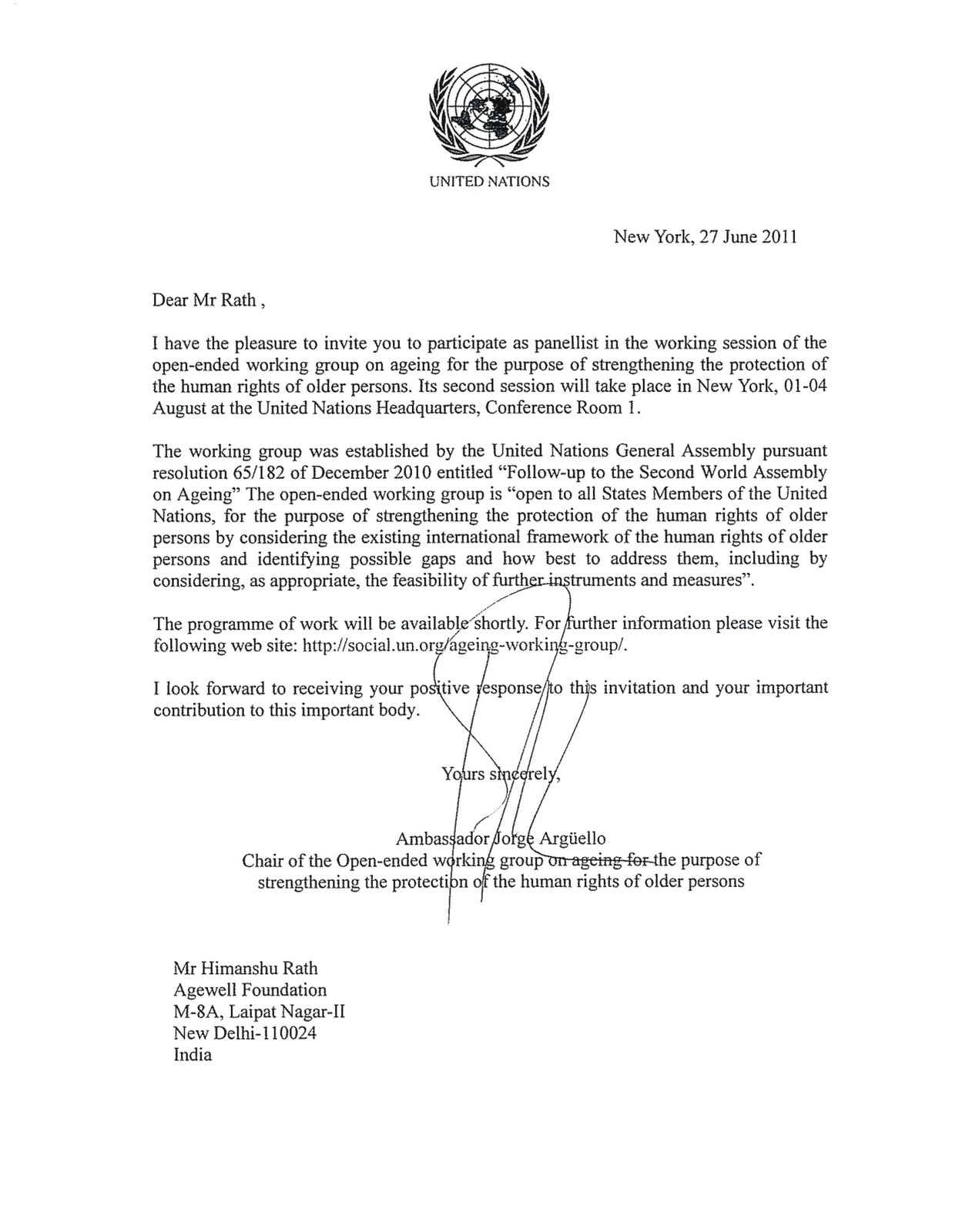 Agewell Foundation at UN Conference as a Panelist