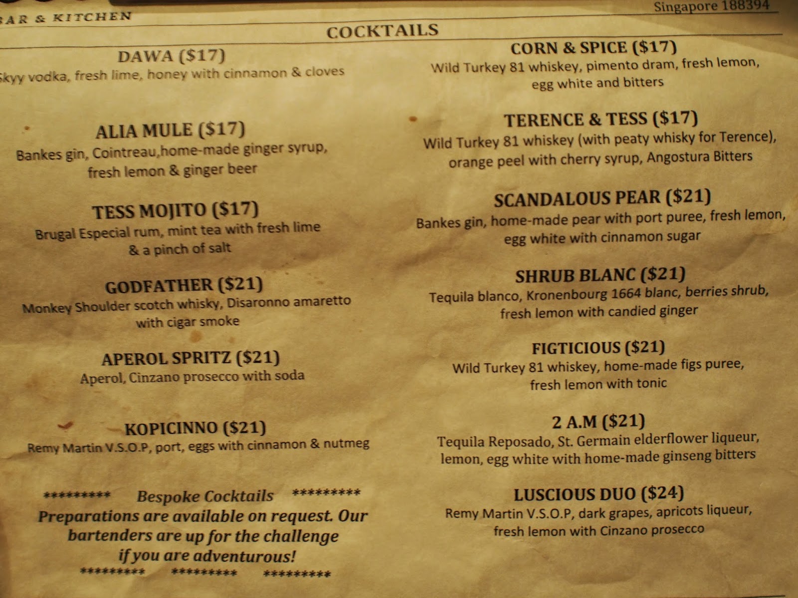 Sharing all the good eats in Singapore!: New Restaurant: Tess Bar & Kitchen