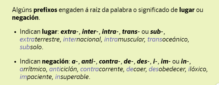 O baúl de quinto de primaria: Os sufixos e os prefixos