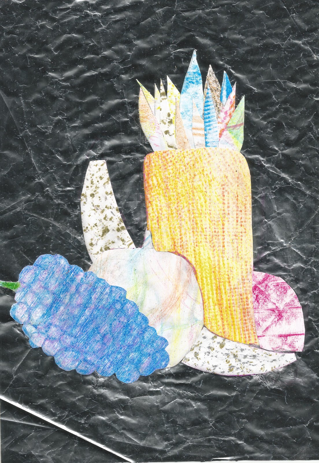 las láminas: Collage con texturas por frotado