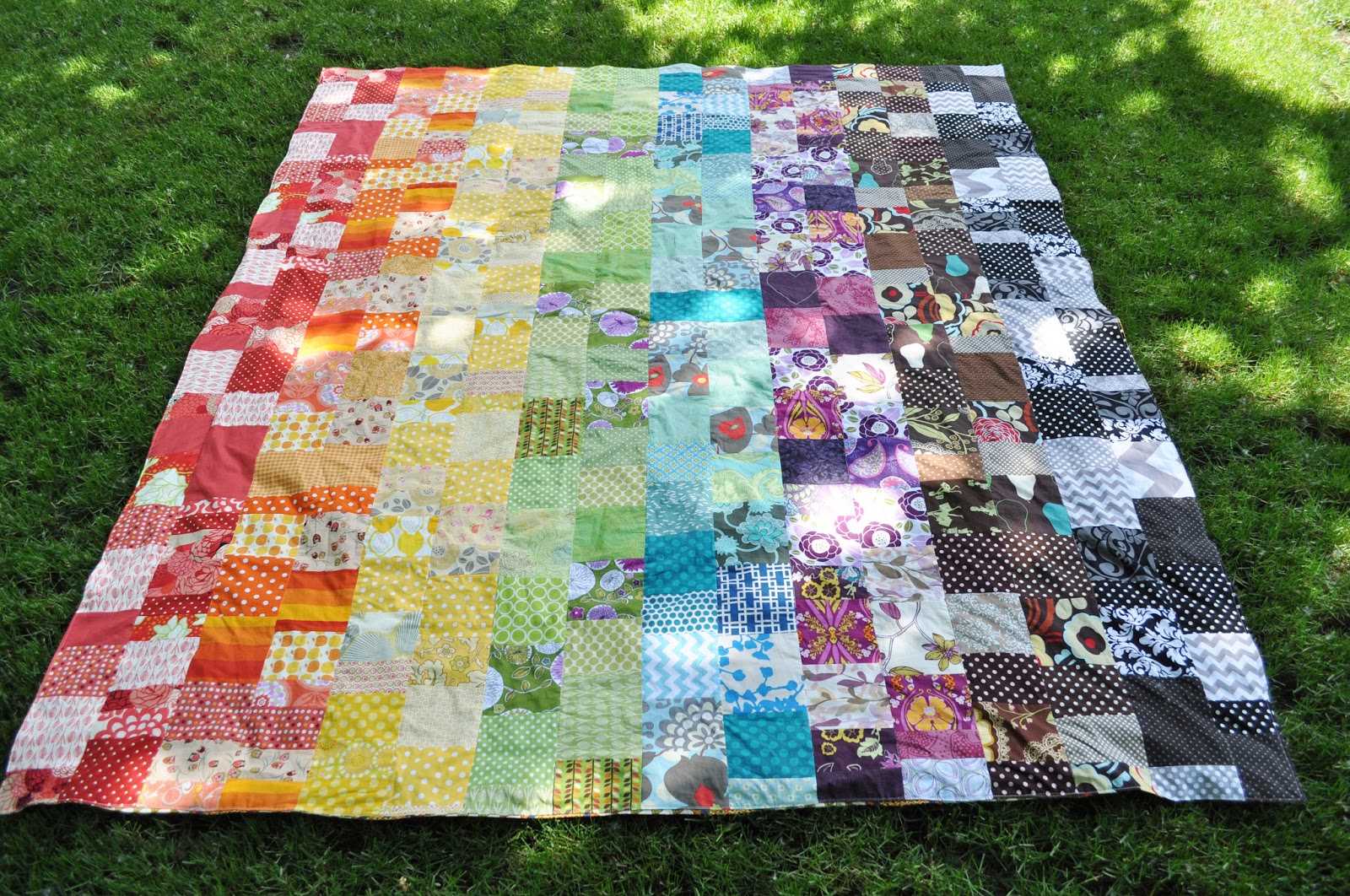 five to six: rainbow patchwork picnic blanket