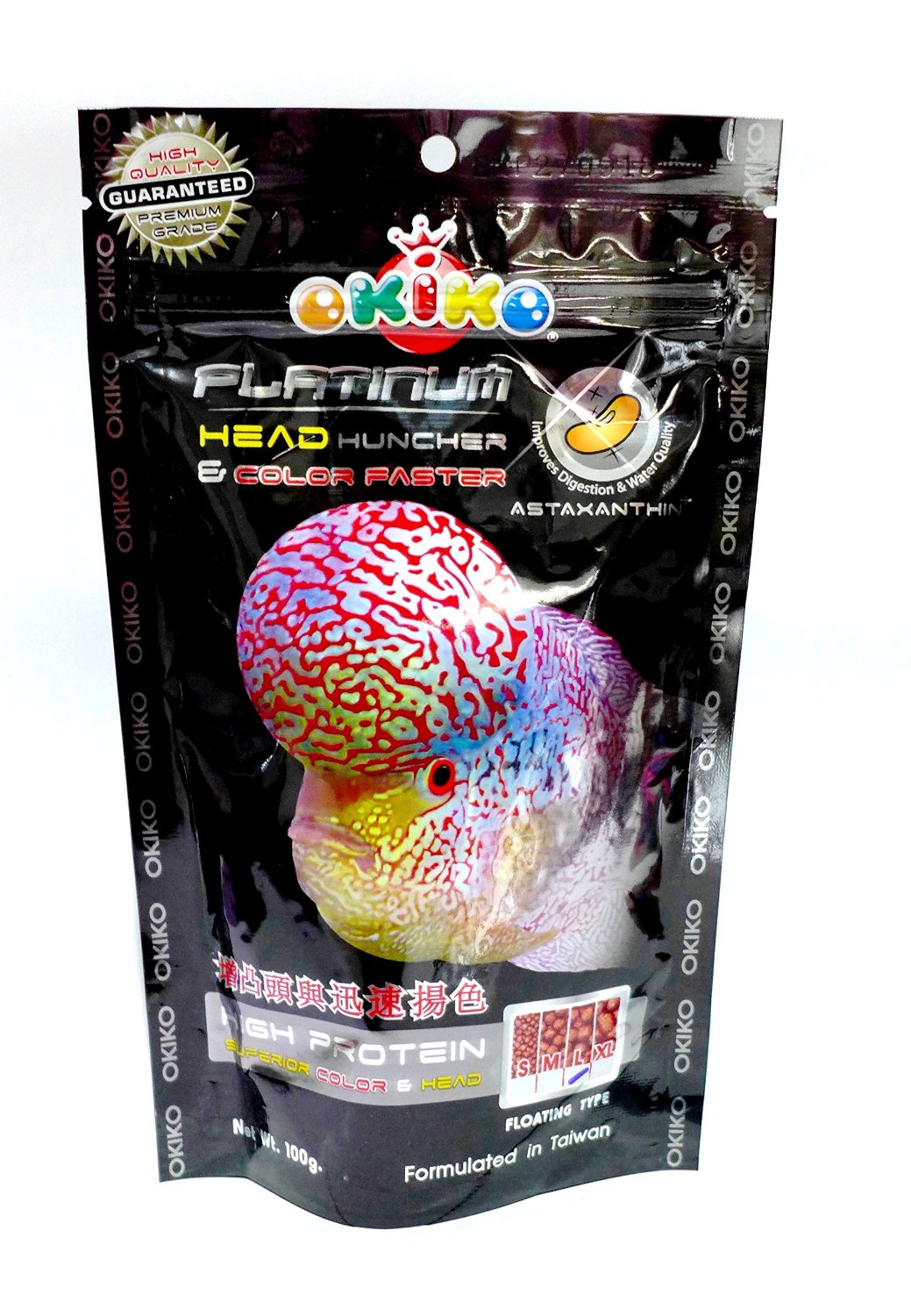 Okiko Platinum Head Huncher & Colour Faster Flowerhorn Fish Food 100g ...